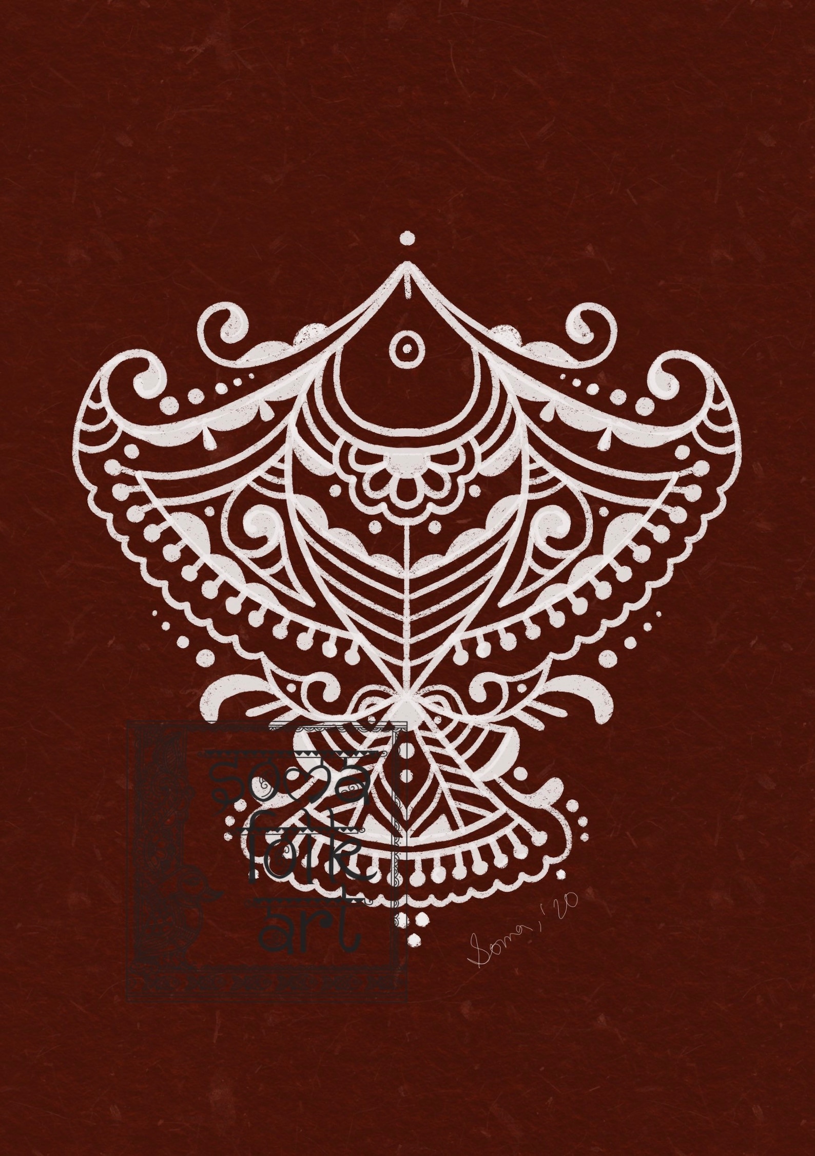 Print Alpana, Bird and Fish, Indian Folk Art , Bengali Wall Art, Set of ...