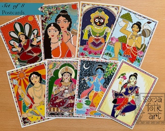 Madhubani Postcards Set of 8 Indian Desi Wall Art - Etsy