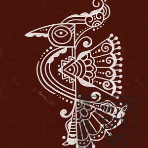 Alpana Art Prints, Bird and Fish, Bengali Folk Art, Set of 2 - Etsy