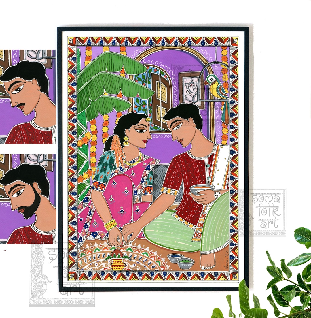 Buy Print Madhubani Couple, Indian Housewarming Gift, Grihapravesh ...