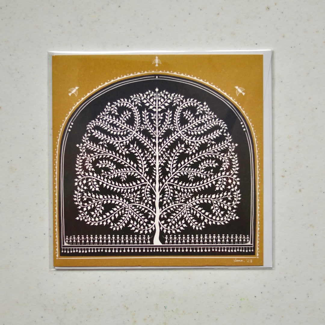 Warli Tree of Life Greeting Card Indian Folk Art Card - Etsy Canada