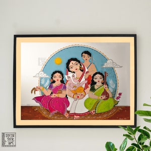 Durga Family Print, Madhubani Alpana Art, Hindu Home Decor - Etsy