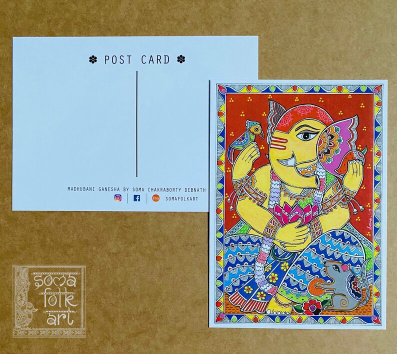 Madhubani Postcards Set of 8 Indian Desi Wall Art | Etsy