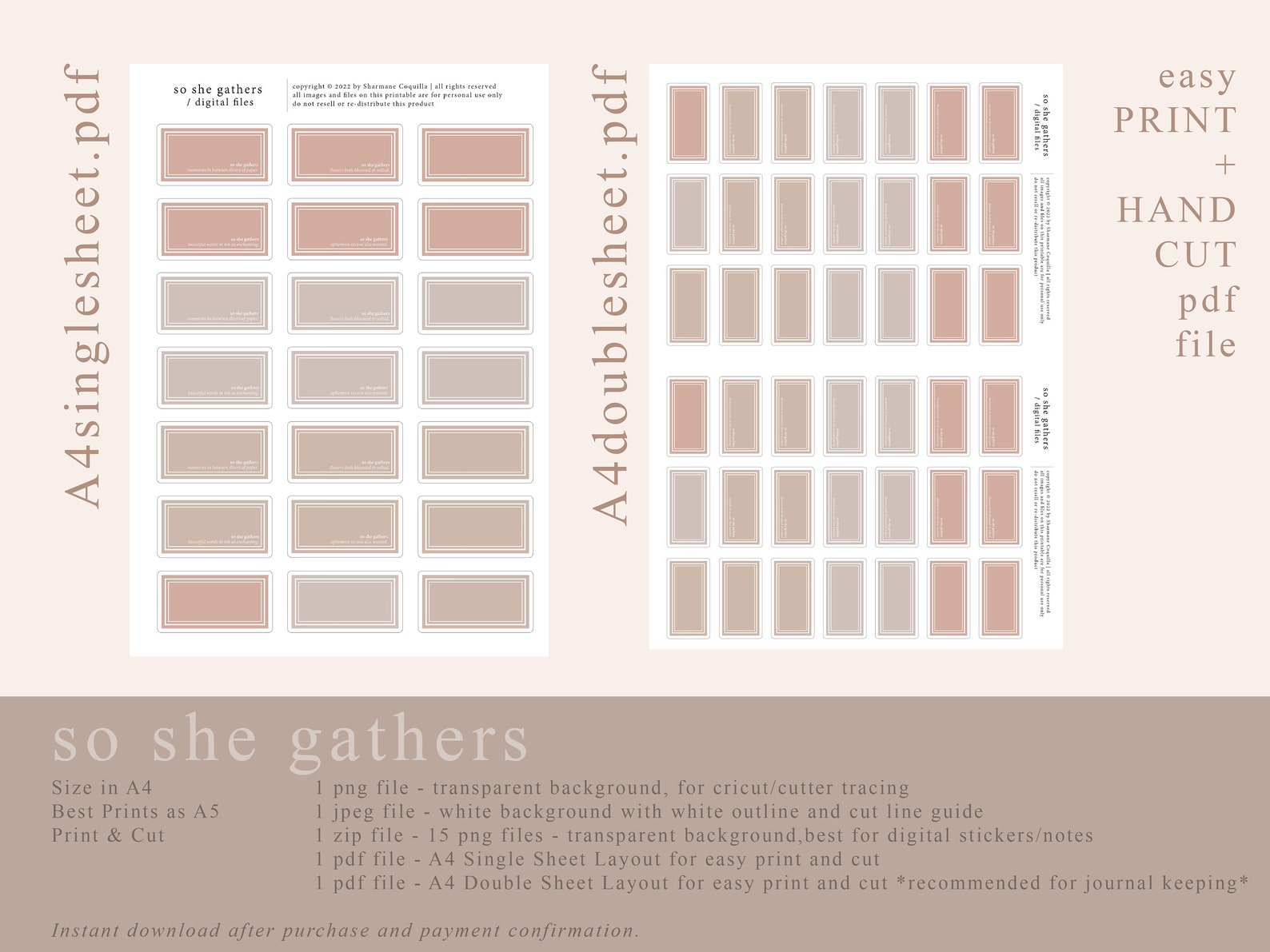 Aesthetic Labels in Rectangle: Print & Cut Stickers | Etsy