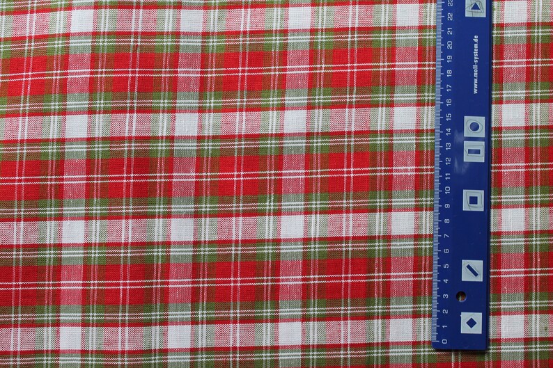 50 x 150 cm, Leinen Baumwolle Stoff Rot/Weiß Karo, Leinenstoff, Stoff ...