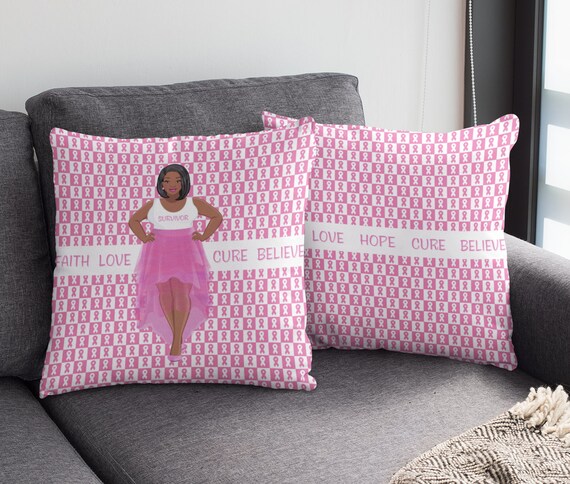 Breast Cancer Survivor Square Pillow Decorative Throw Pillow | Etsy