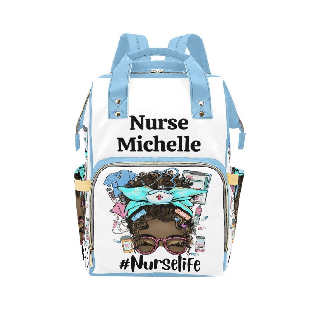 Personalized Nurse Life Backpack for Black Nurses, Custom Bookbag for ...