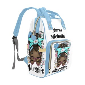 Personalized Nurse Life Backpack for Black Nurses, Custom Bookbag for ...