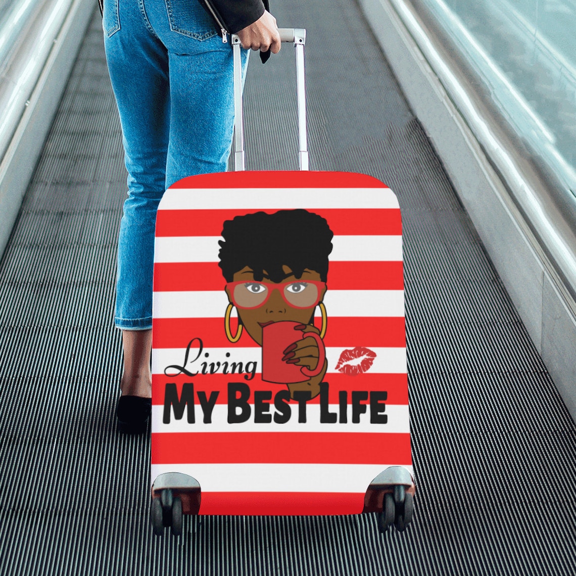 Living My Best Life Suitcase Cover - Travel Gear - Anti Scratch Dust ...