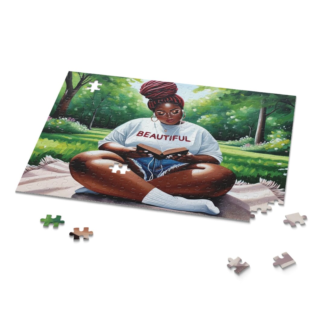Curvy Black Woman, Black Girl Reading Puzzle, 500 Piece Puzzle Black ...