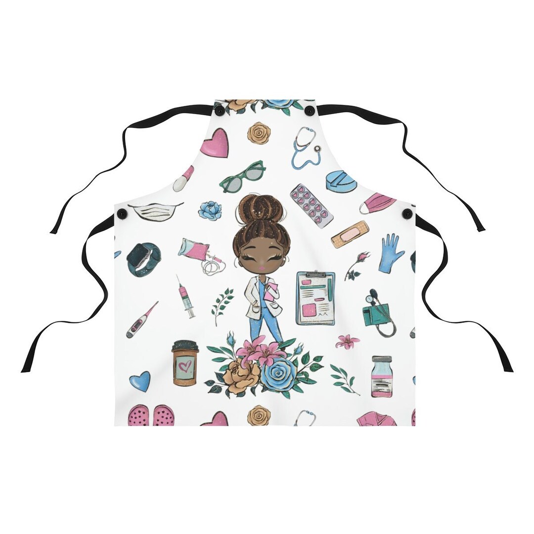Baking Apron for Black Nurse, Custom BBQ Apron for Nurse Graduation ...