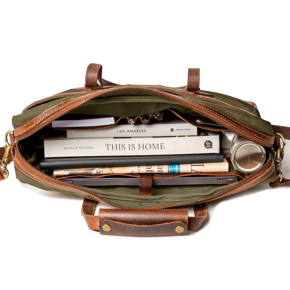 DRAKENSBERG Briefcase »noah« Forest-green, Handcrafted Laptop Bag ...