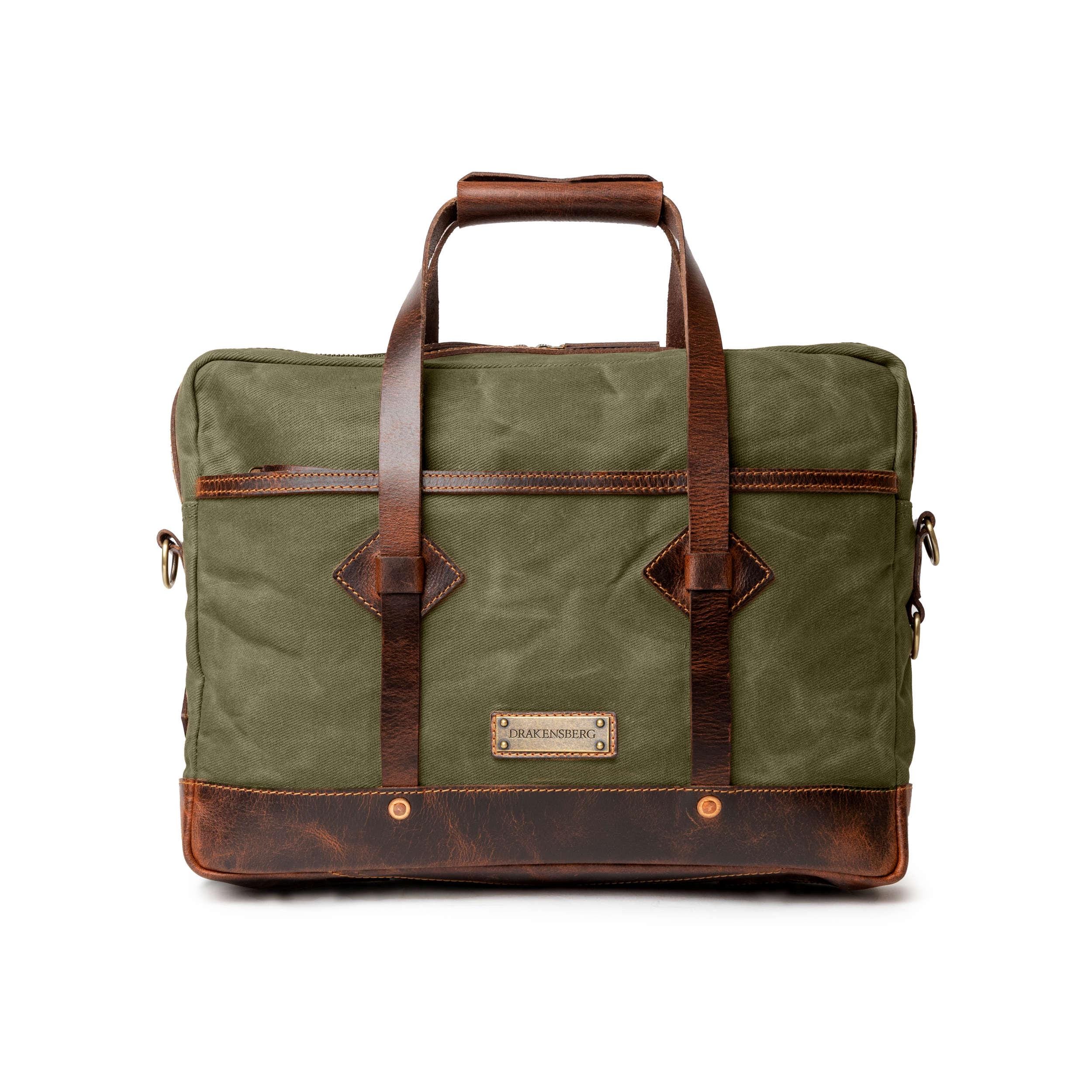 DRAKENSBERG Briefcase »noah« Forest-green, Handcrafted Laptop Bag ...