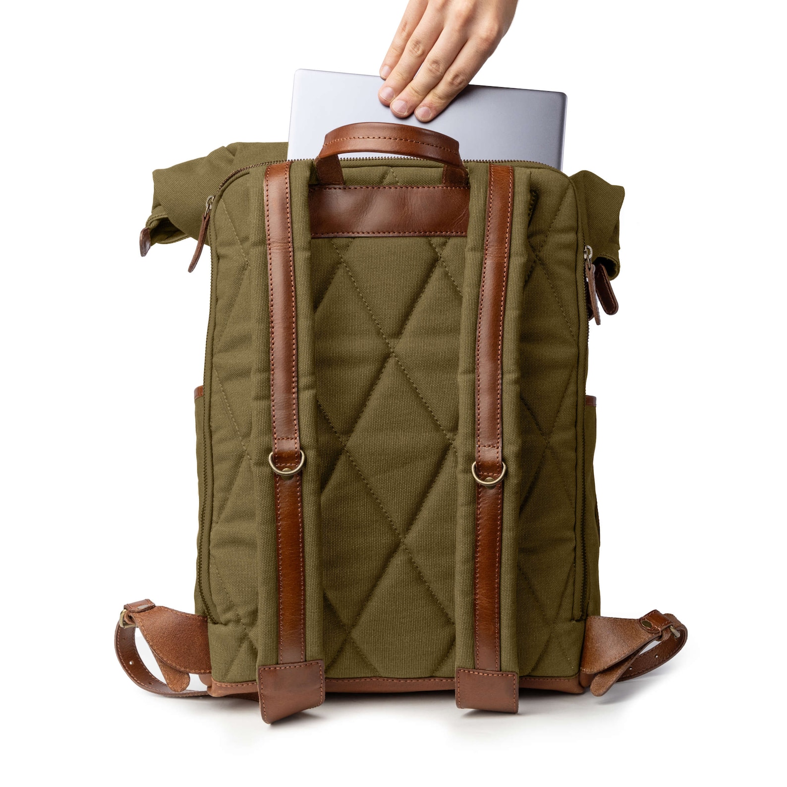 DRAKENSBERG Backpack »arthur« Olive-green, Handmade Courier Backpack ...