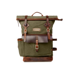 DRAKENSBERG Backpack »adam« Forest-green, Handmade Roll-top Backpack ...
