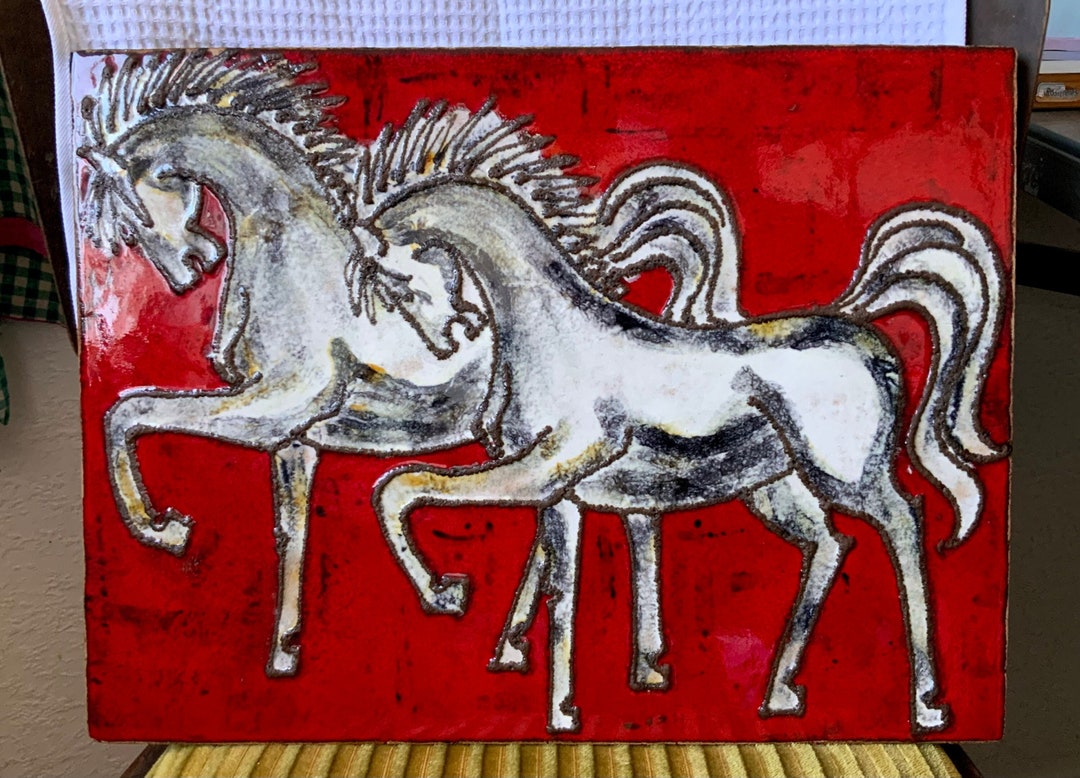 Ruscha 769 Horses Wall Tile Mural Wall Plate 70s Vintage Art Studio ...
