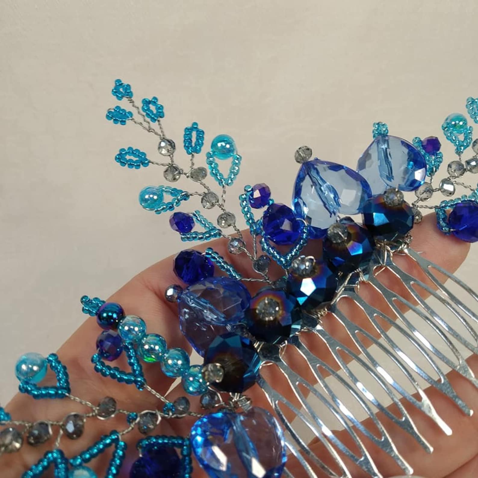 Navy blue crystal hair comb Bridal hair piece accessories | Etsy