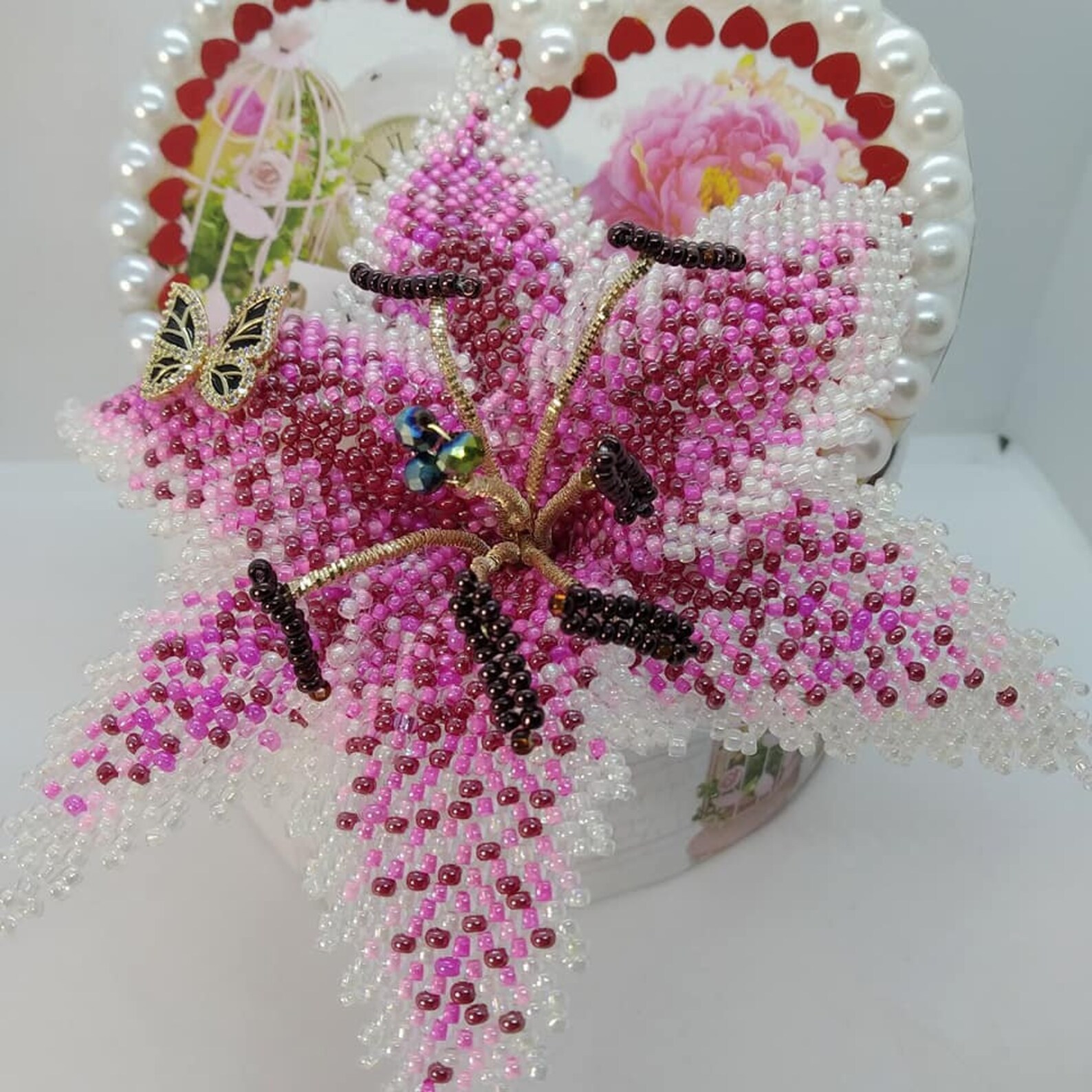 Chic Beaded Lily Brooch - Handwoven Floral Accessory for Stylish Look ...