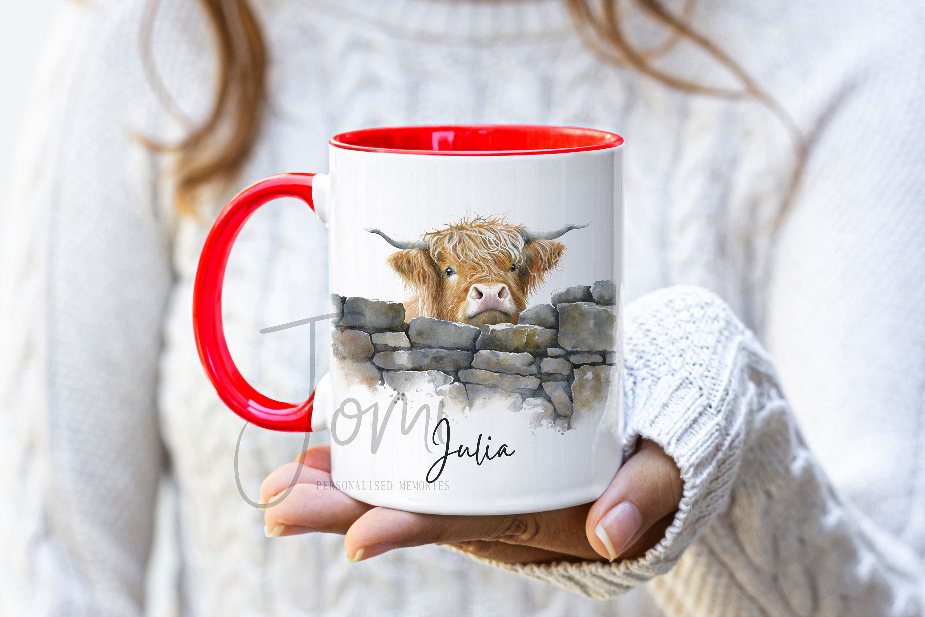 Cute Personalised Highland Cow Mug Any Name Mug With Highland - Etsy UK