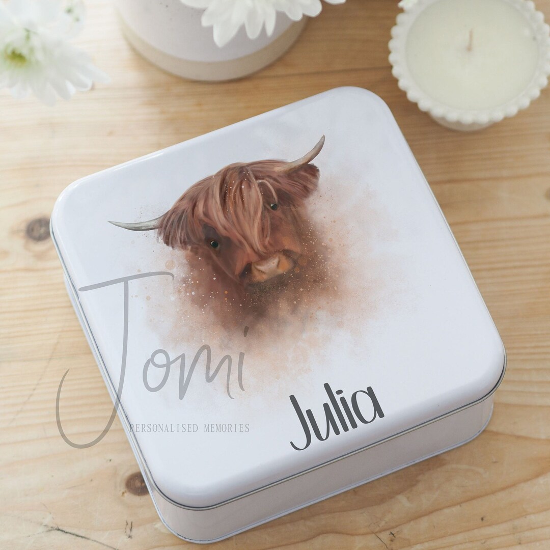 Personalised Highland Cow Storage Tin Highland Cow Gift - Etsy