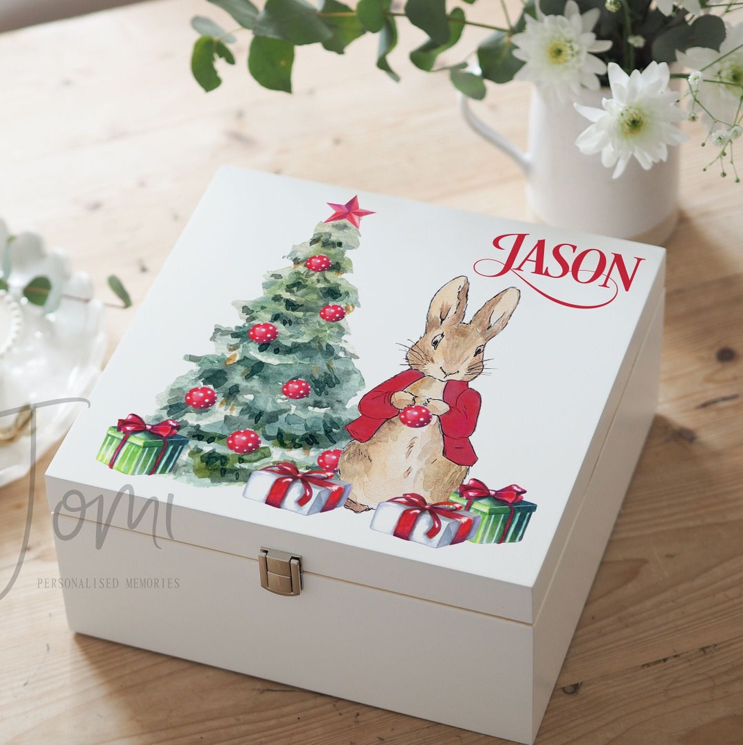 Large Wooden Personalised Classic Bunny in Red Christmas Eve - Etsy