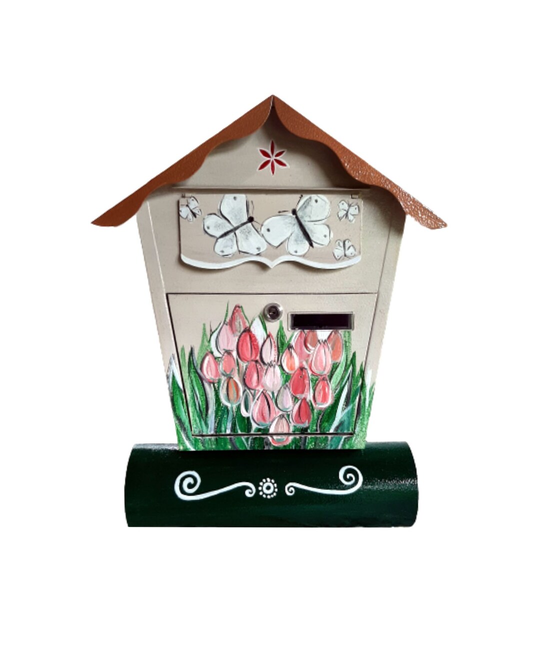Custom Paintinghand Painted Mailbox, Tulip, Heart, Butterfly, Artful ...
