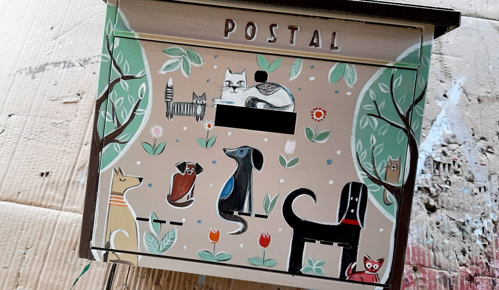 Custom Paintingcats and Dogs, Hand Painted Mailbox, Artful Mailbox, Big ...