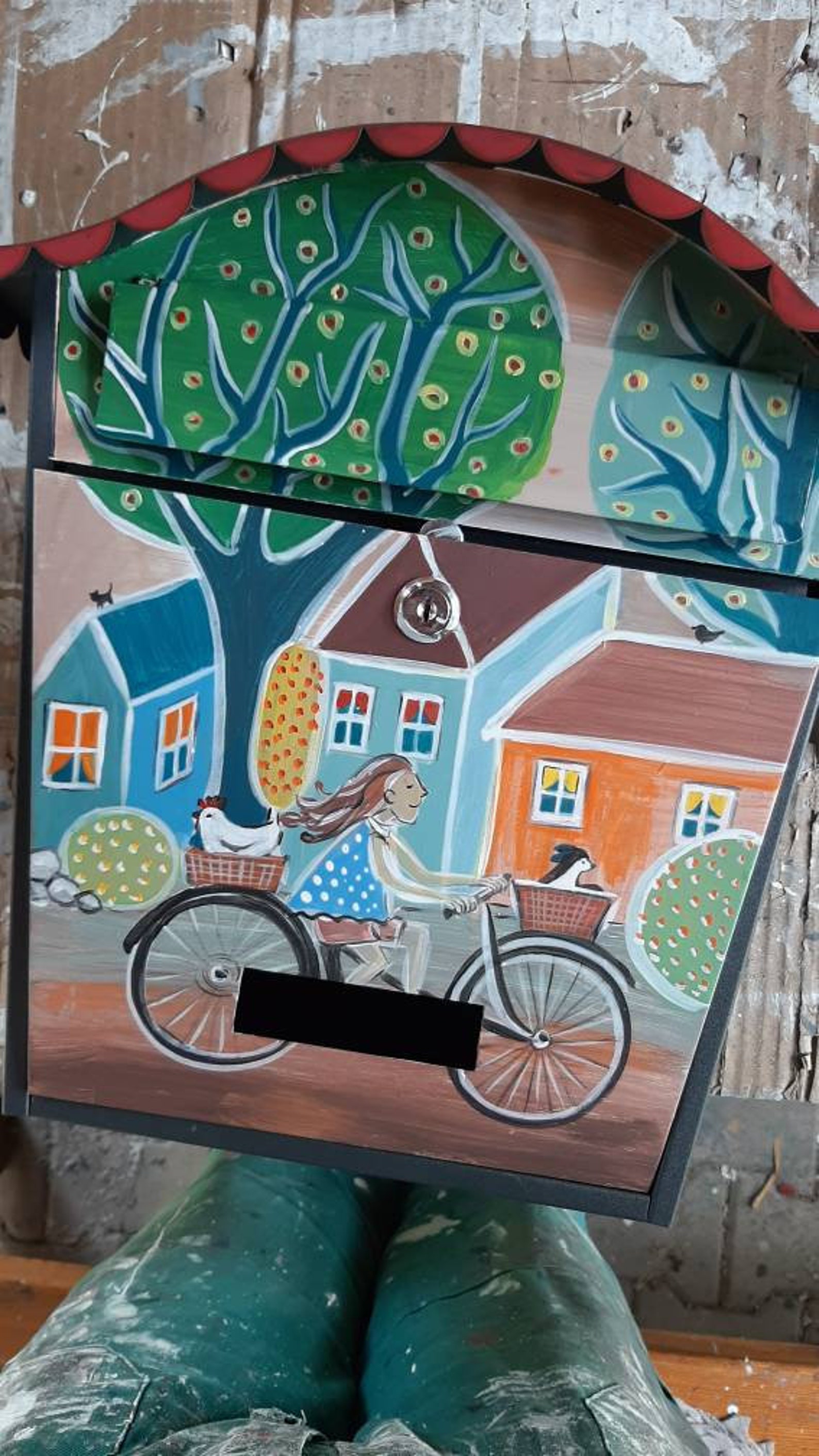 Custom Paintinghand Painted Mailbox, Town, Bicycle - Etsy