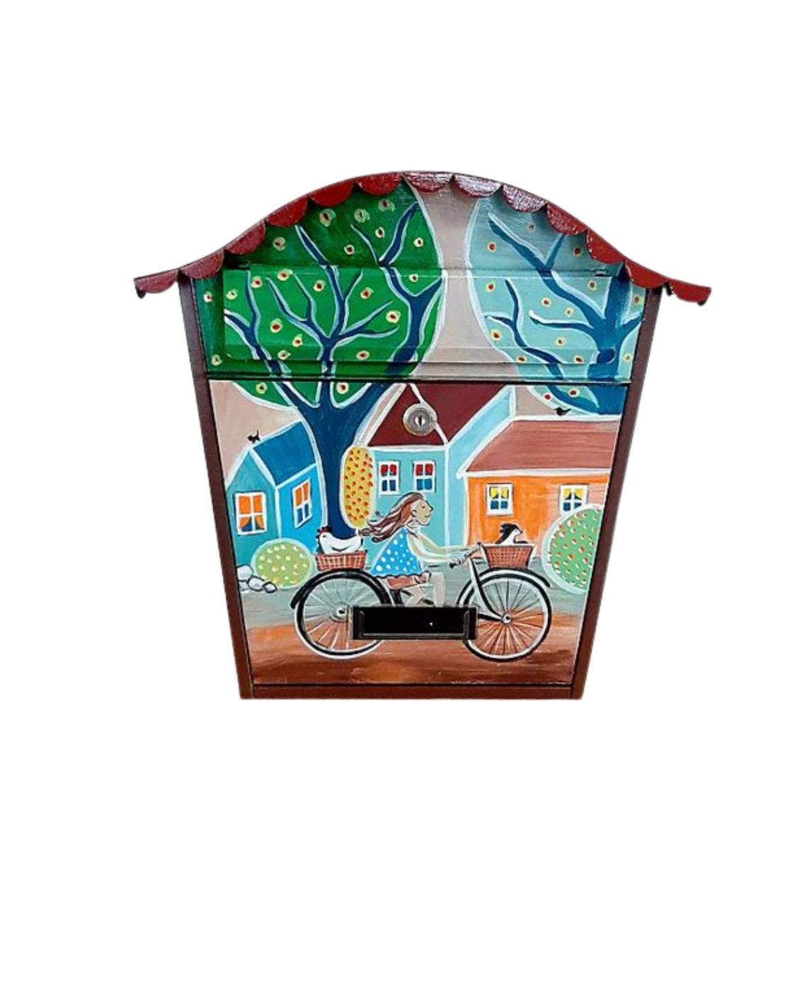 Custom Paintinghand Painted Mailbox, Town, Bicycle - Etsy