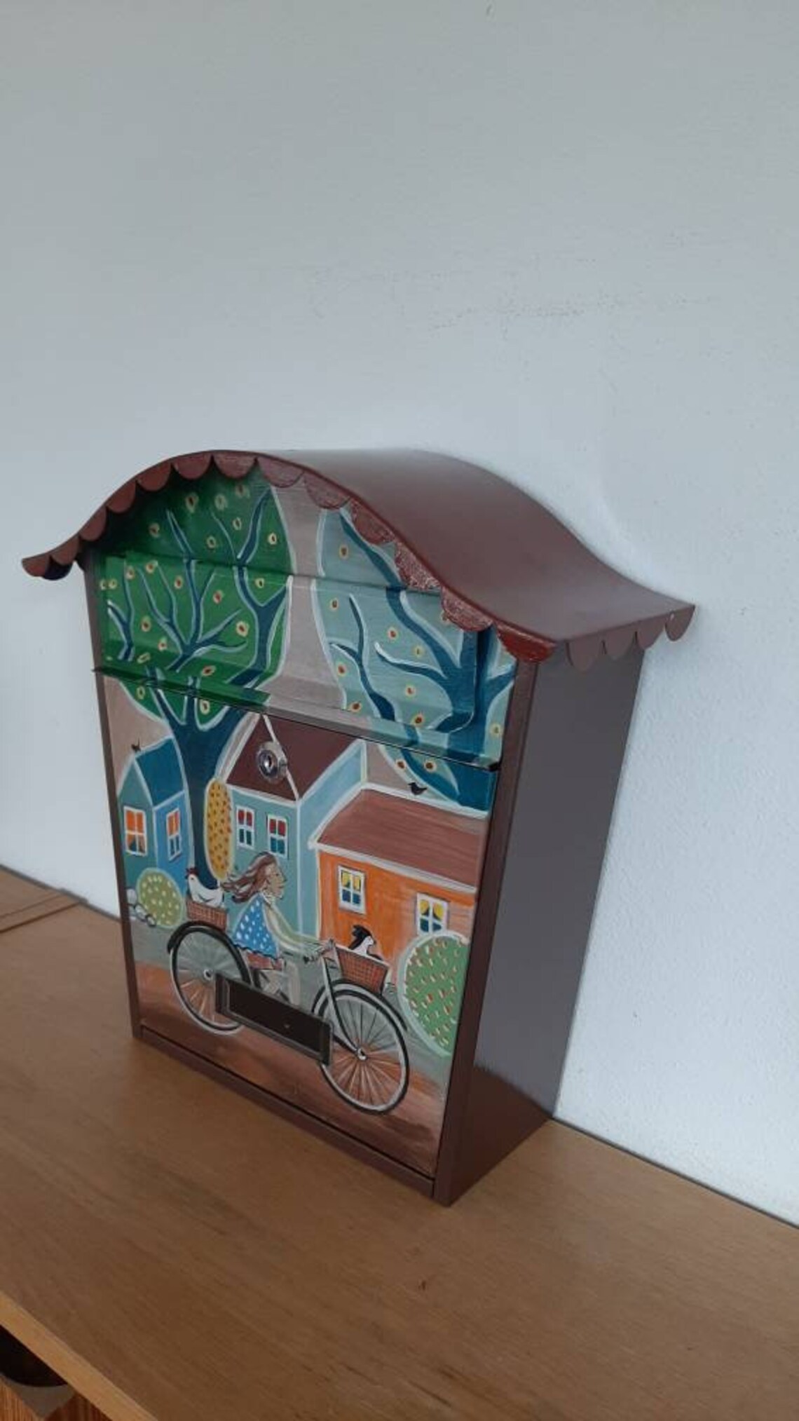 Custom Paintinghand Painted Mailbox, Town, Bicycle - Etsy