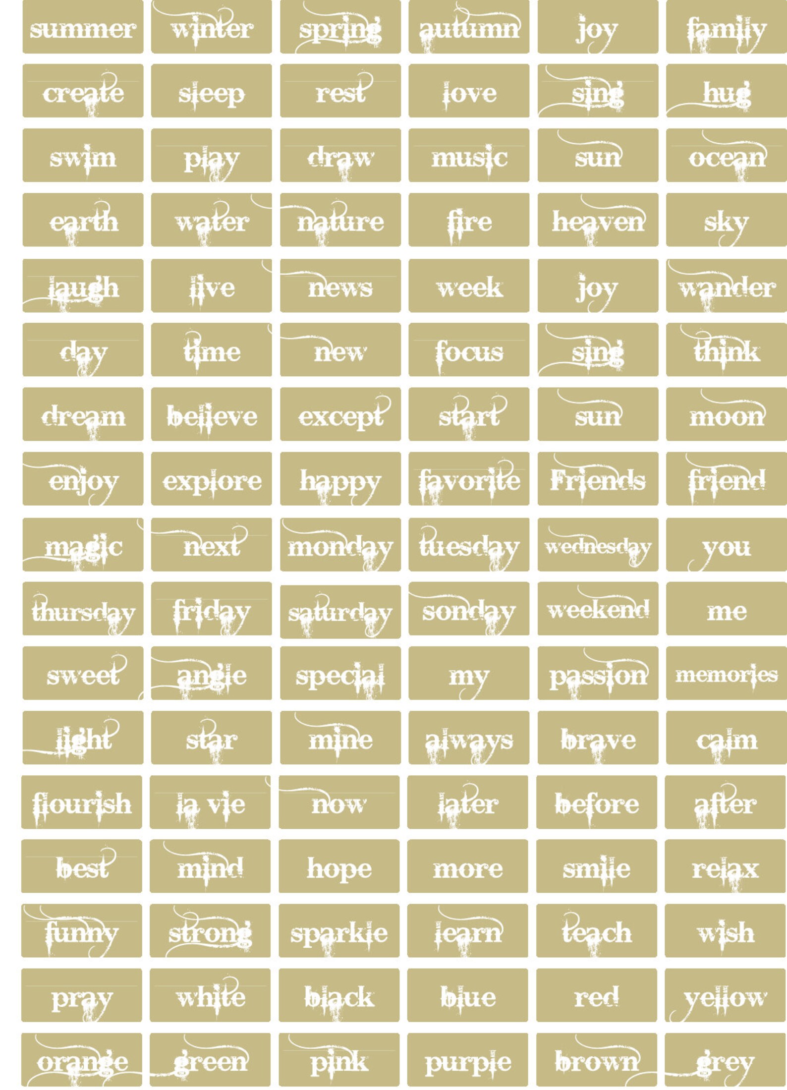Printable Words for Journaling, Art, Scrapbooking - Etsy