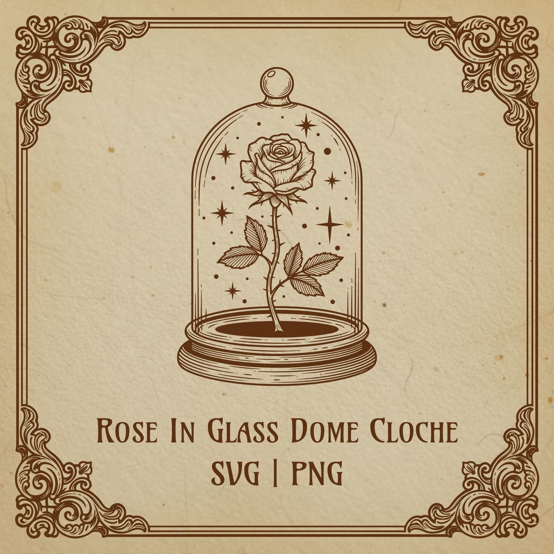 Rose in Glass Dome SVG – Flower Design for Cricut, Silhouette, Laser ...