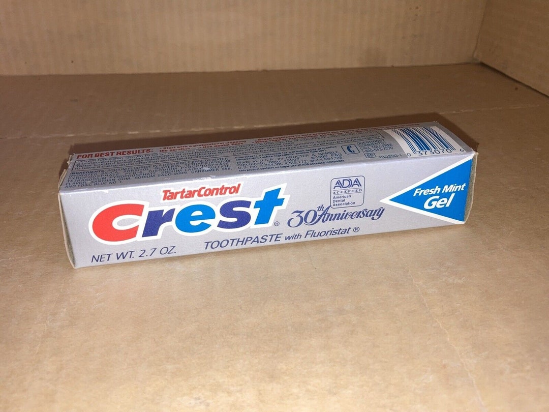 VTG 1990 Crest 2.7oz Fresh Mint Gel Tartar Control 30th Anniversary ...
