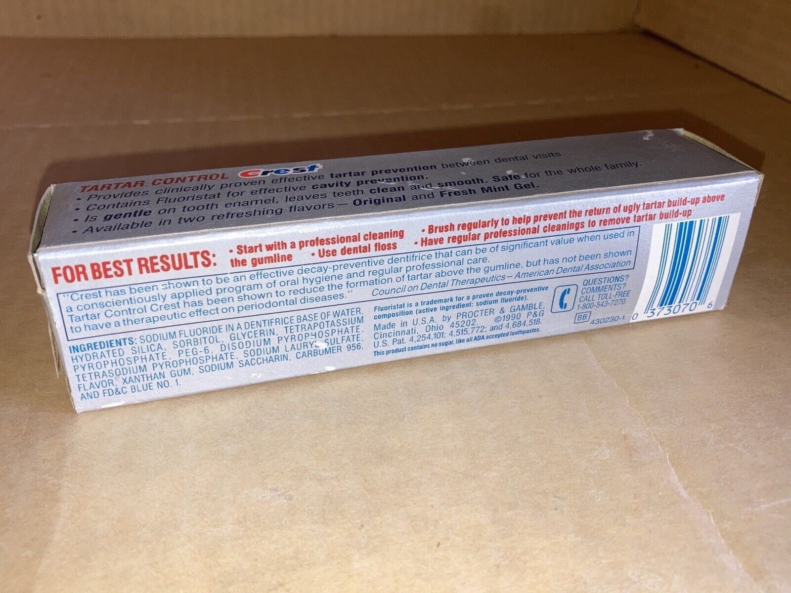 VTG 1990 Crest 2.7oz Fresh Mint Gel Tartar Control 30th Anniversary ...