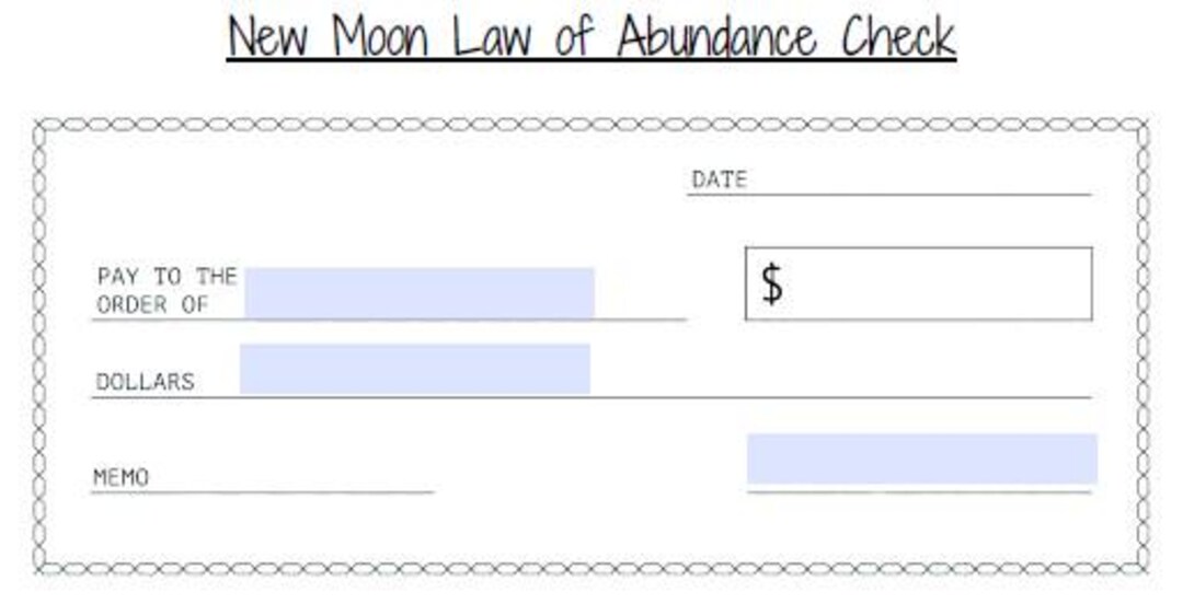 New Moon Law of Abundance Check Template (PDF) With Instructions - Etsy