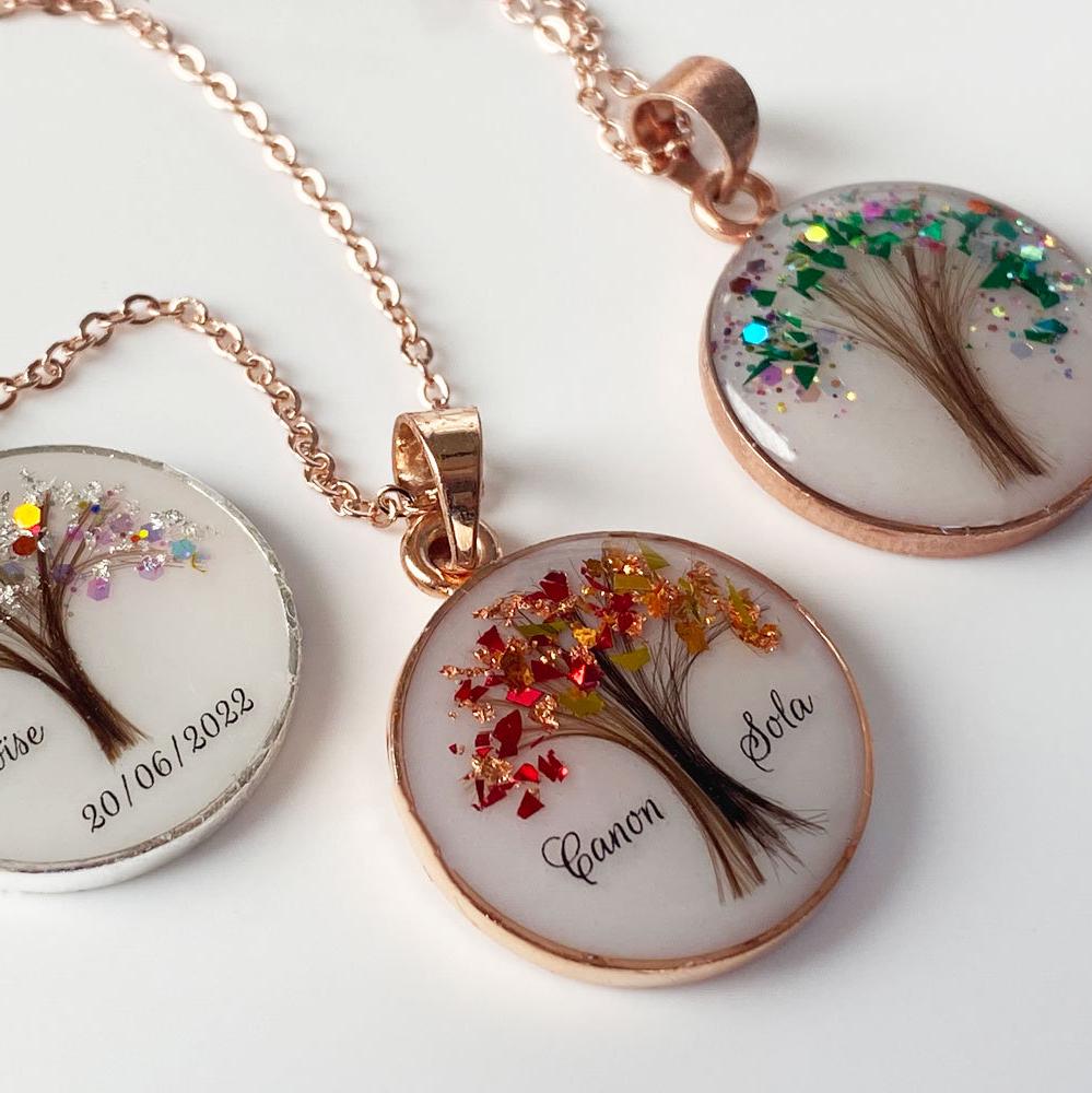 Hair Keepsake Jewelry "tree of Life" Disc Necklace, Pendant With Baby ...