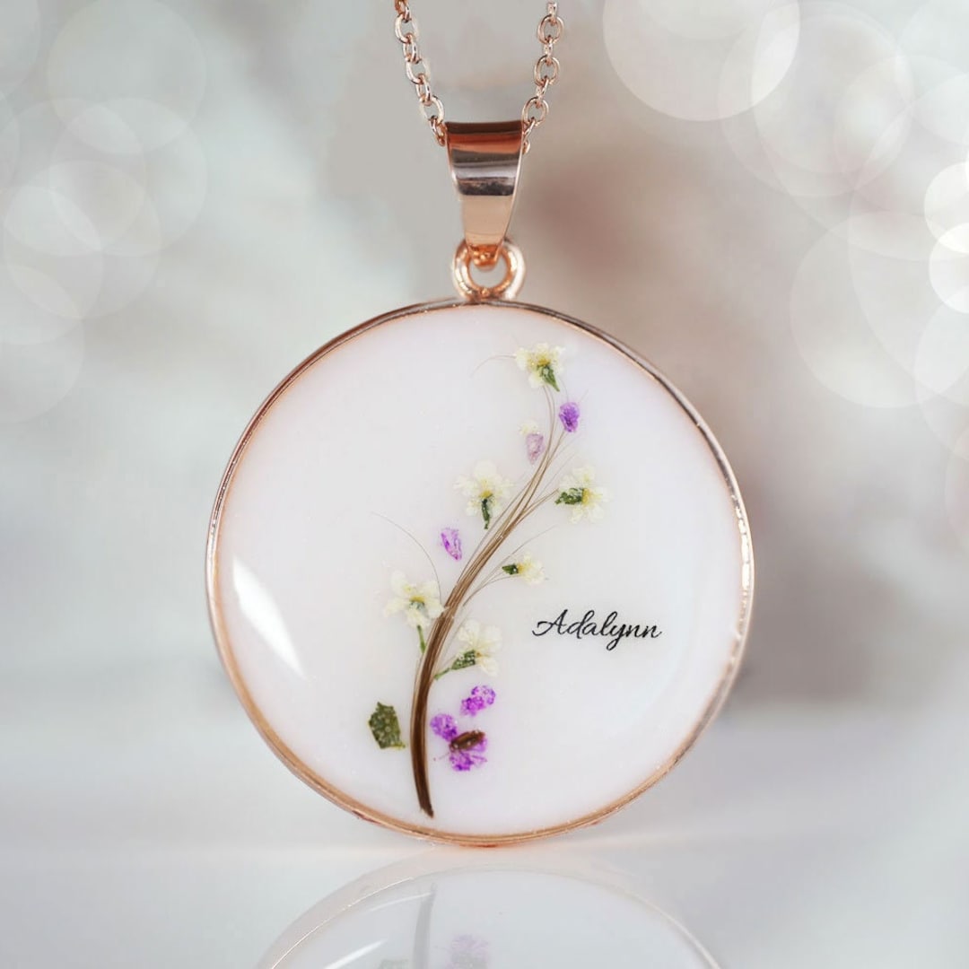 Hair Keepsake Jewelry "blossom" Disc Necklace, Pendant With Baby Hair ...