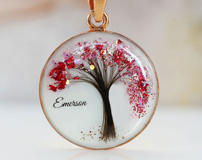 Hair Keepsake Jewelry "tree of Life" Disc Necklace, Pendant With Baby ...