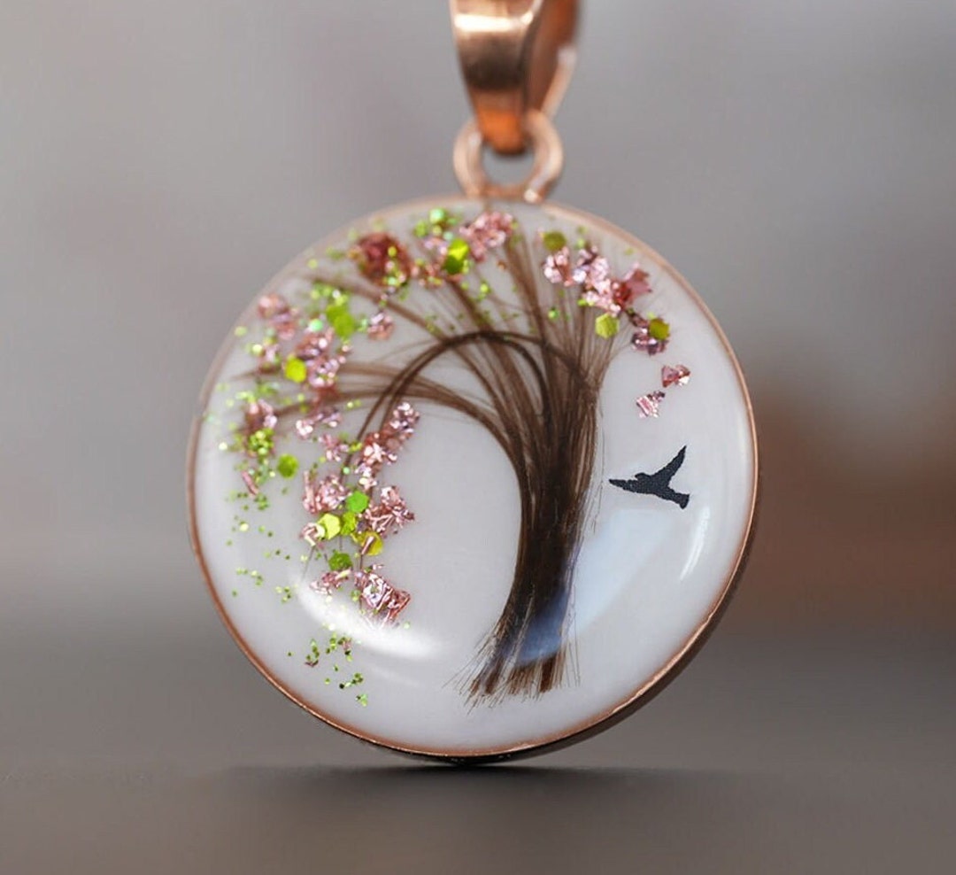 Hair Keepsake Jewelry "tree of Life" Disc Necklace, Pendant With Baby ...