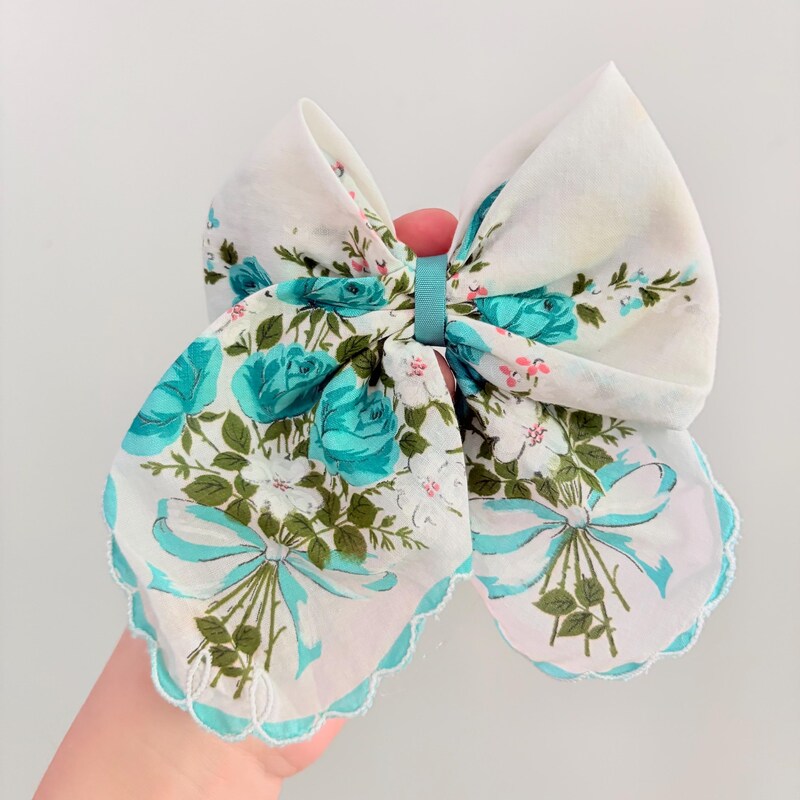 Vintage Hankie Hair Bow - Etsy