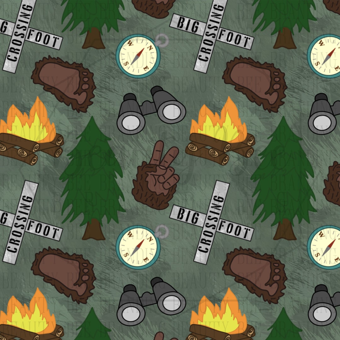 Bigfoot Crossing Hand Drawn Seamless Pattern - Etsy