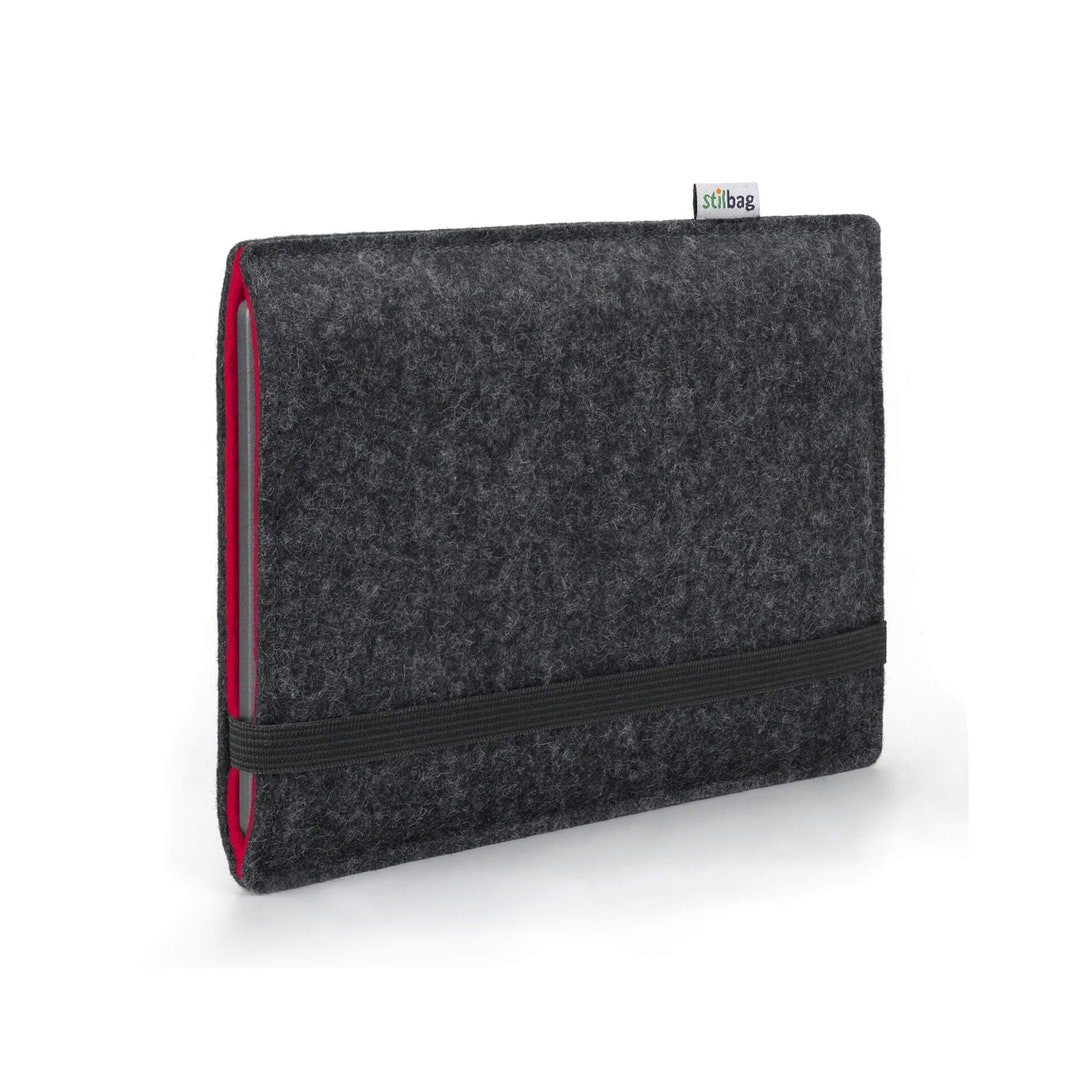 E-reader Bag Made of Wool Felt // Color Anthracite - Red // Custom Made ...