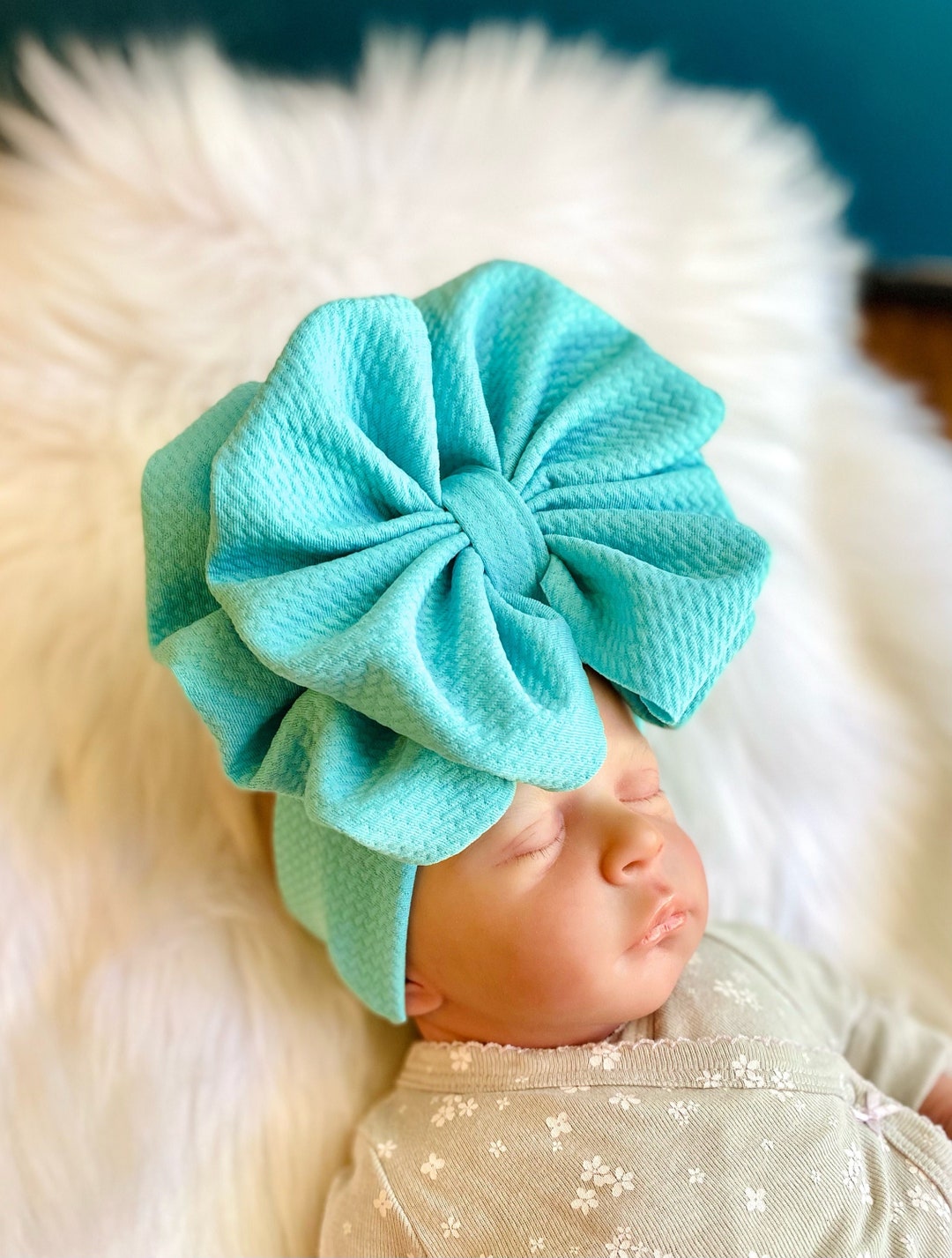 TEXAS MESSY Fluffy Double Stack Bows Over the Top Headbands Knot-free ...