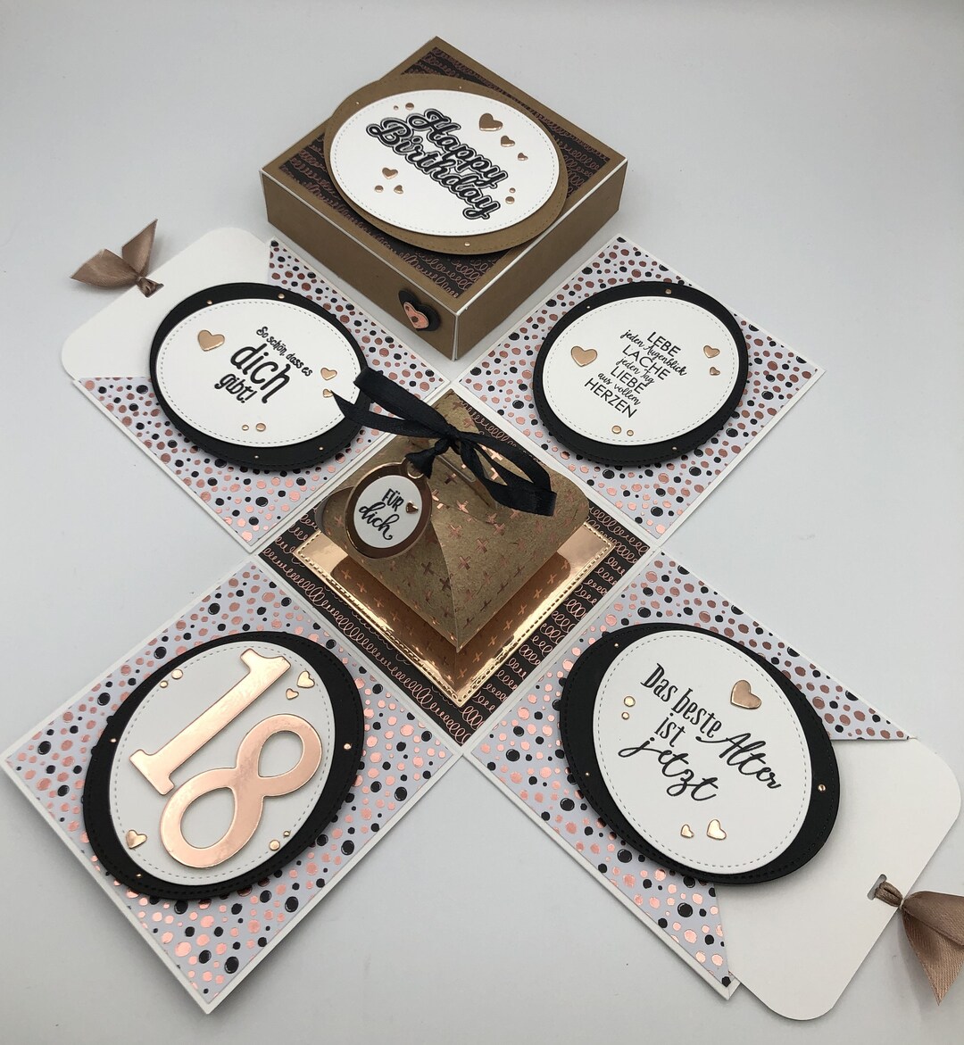 Explosion Box 10 X 10 Cm Birthday Money Gift Birthday Number Name ...