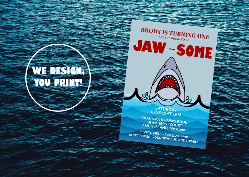 Shark Jaw Birthday Invitation - Etsy
