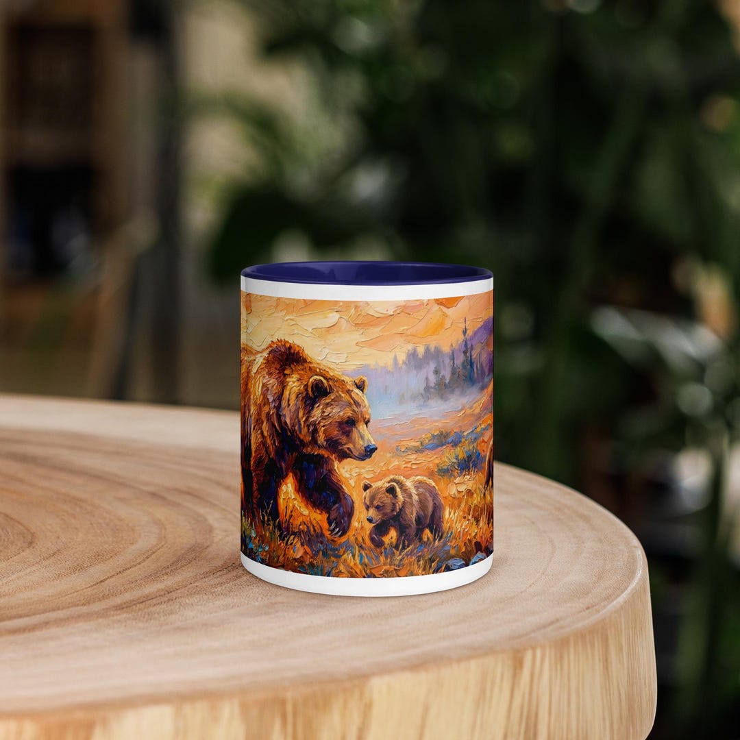 Grizzly Bear and Cubs Coffee Mug | Wildlife Art, Nature Lover Gift - Etsy