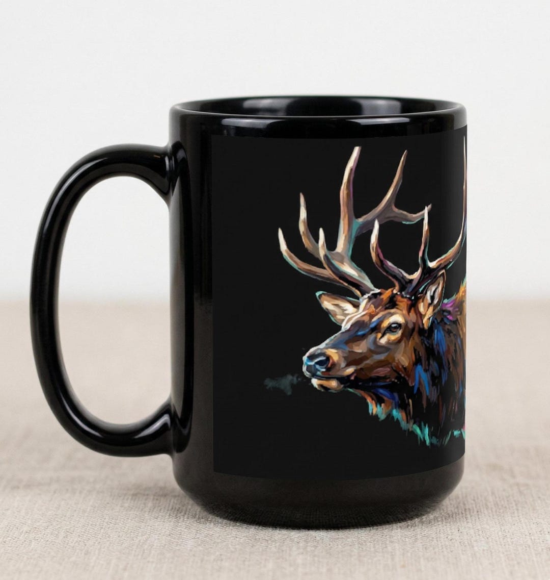 Bull Elk Wildlife Art Mug – Textured Painterly Style Coffee Cup - Etsy