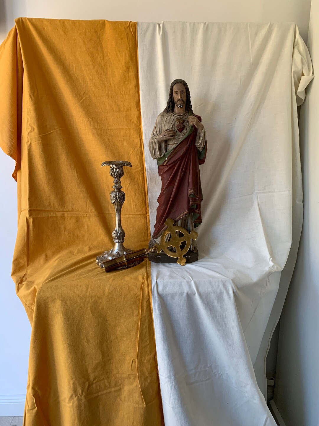 GERMAN Antique Religious Flag, Procession, Banner, Christian Decoration ...