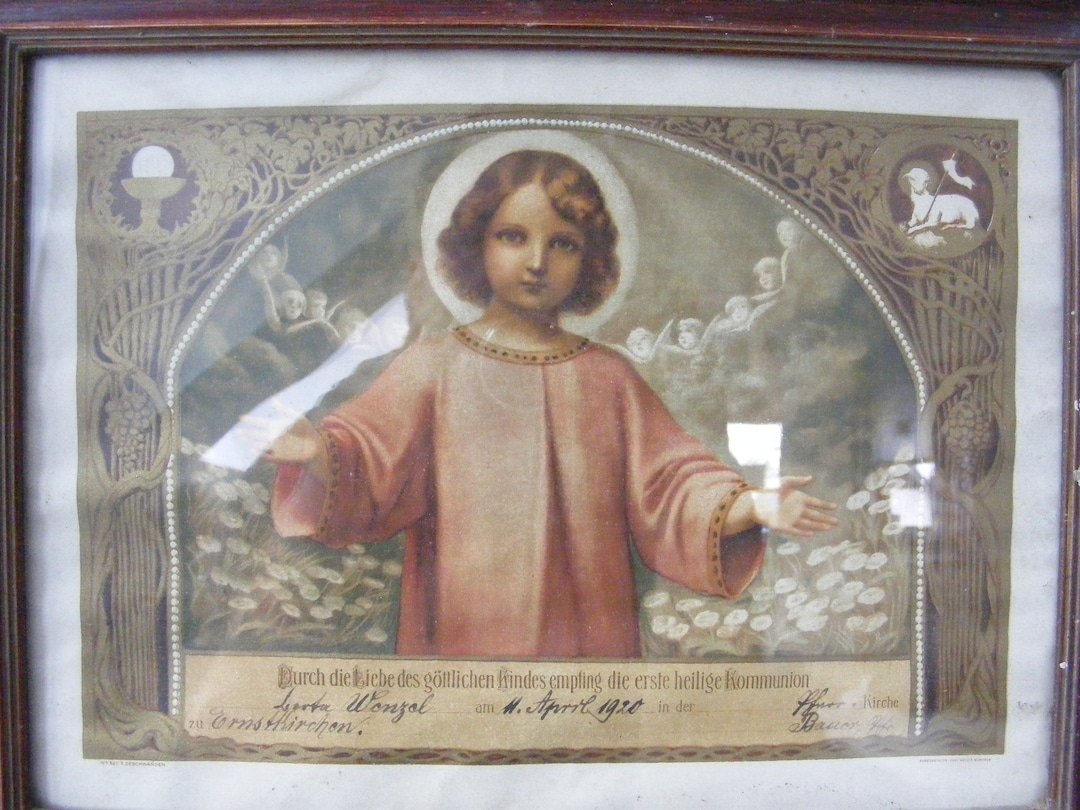 Antique Picture Memory of Holy Communion 1920, Christian Motif Picture ...