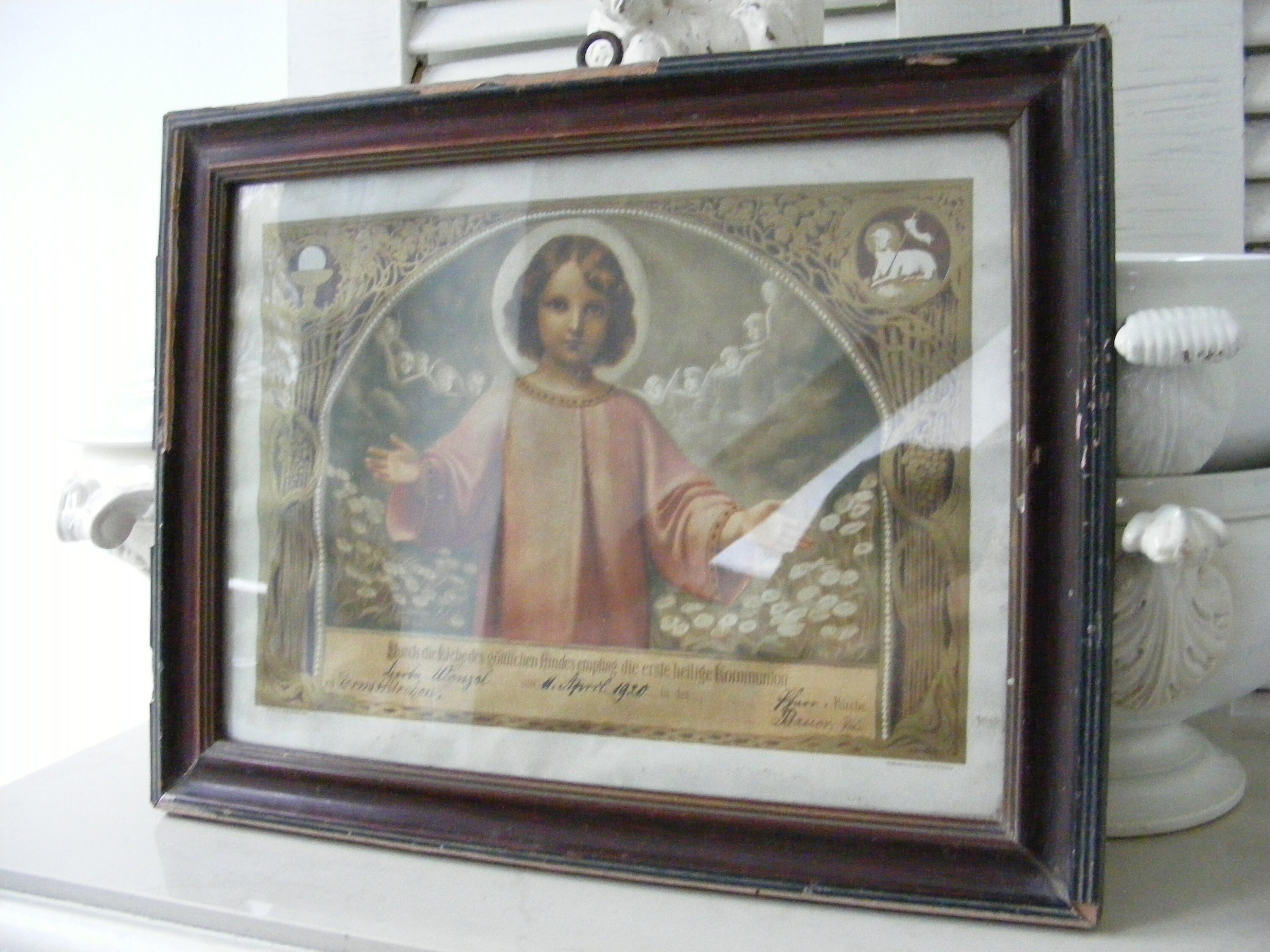 Antique Picture Memory of Holy Communion 1920, Christian Motif Picture ...